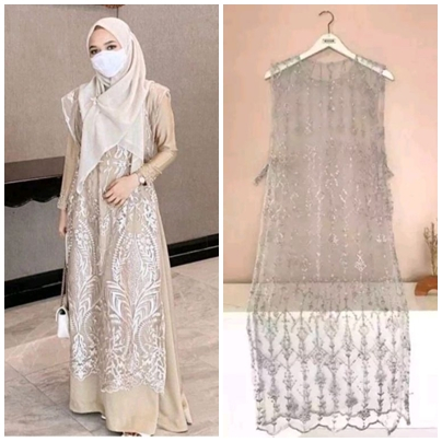 Jual Outerwear Panjang Muslim Baju Wanita Rompi Kondangan Terbaru Outer Brukat Long Outer Gamis ...