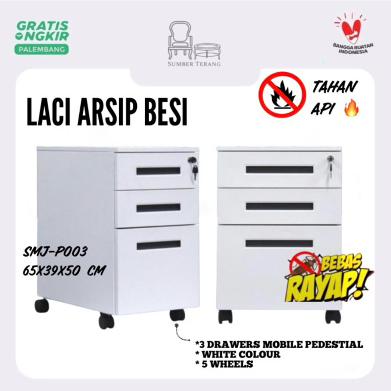 Jual Mobile Pedestal Drawer Metal Laci Arsip Roda Filling Cabinet Plat ...