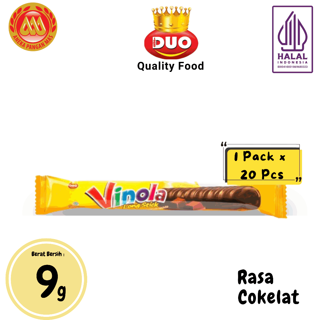 Jual DUO Vinola Long Stick Snack Salut Cokelat (1 Pack x 20pcs) - Netto ...