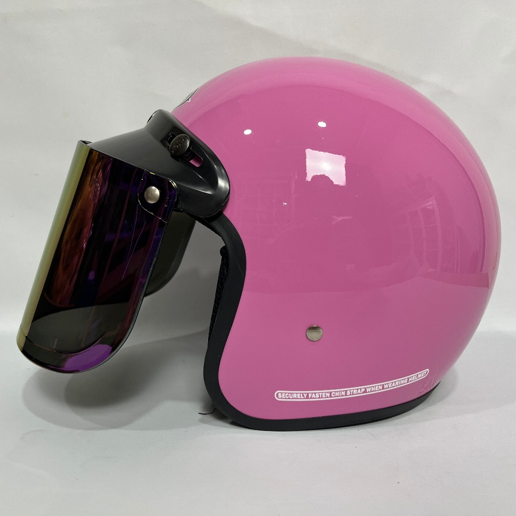 Jual Helm Bogo Pink Glossy Classic Polos Solid pilih Kaca Datar Cembung ...
