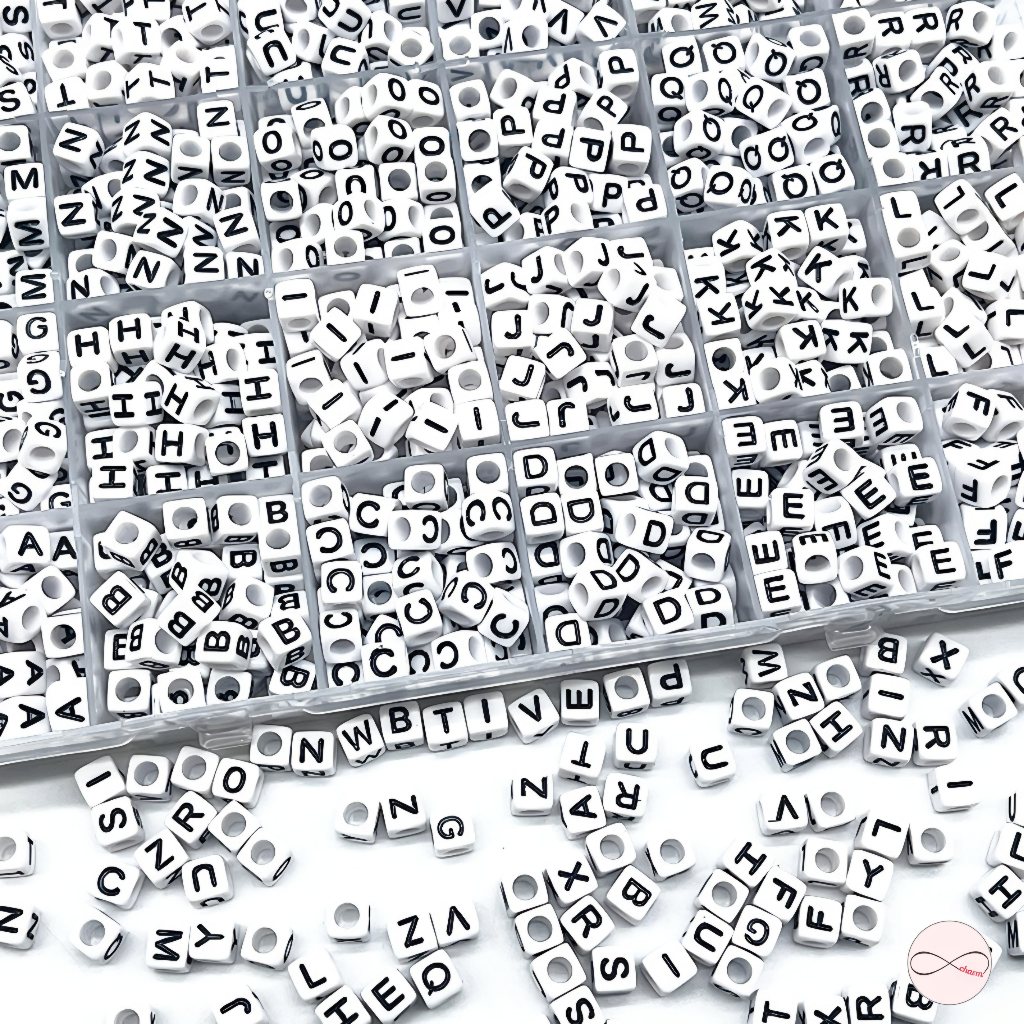 Jual Manik manik Huruf Dadu Putih 6 mm Alfabet A-Z DIY Aksesoris Craft ...