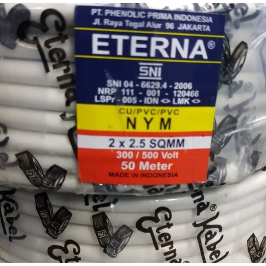 Jual Kabel Eterna NYM 2x2.5 @50 mtr putih Tunggal Kawat/ Kabel Listrik ...