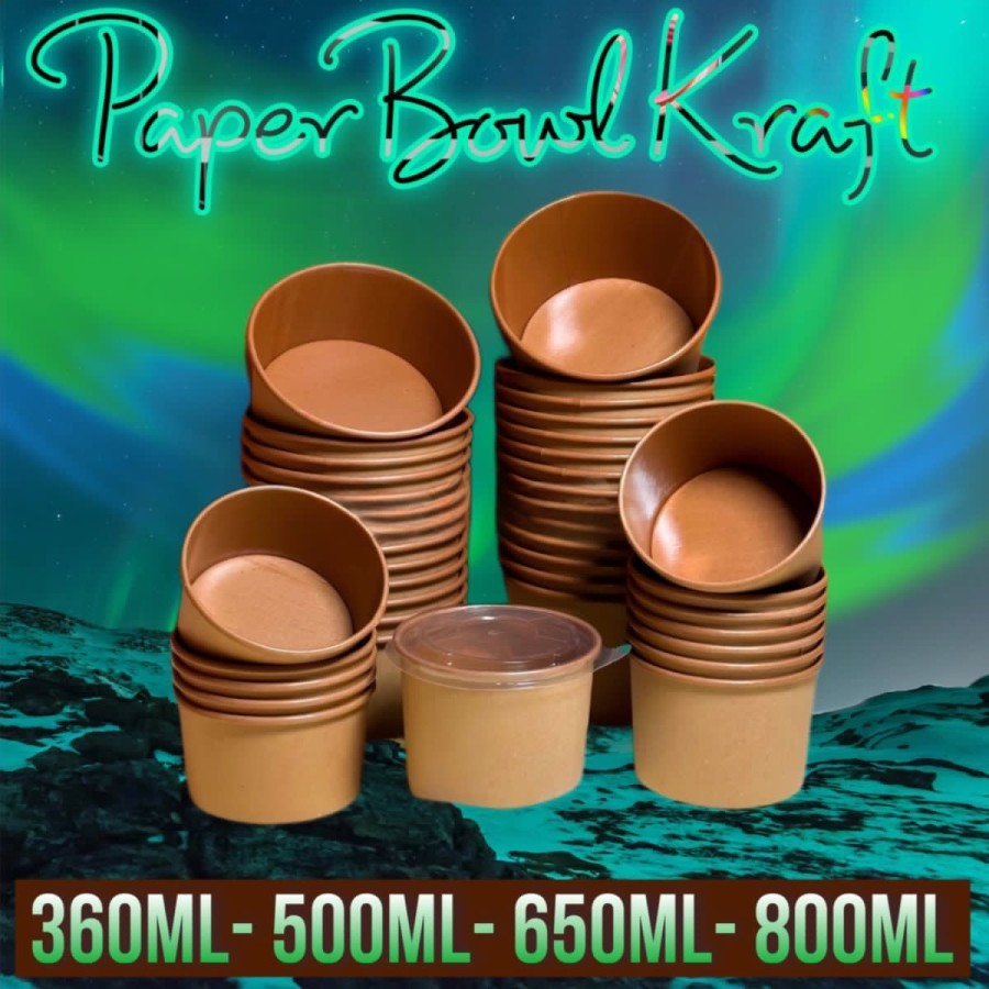 Jual Nesto Paper Bowl Kraft Coklat Laminasi / Mangkok Kertas / Paper Rice Bowl Tanpa Tutup ...