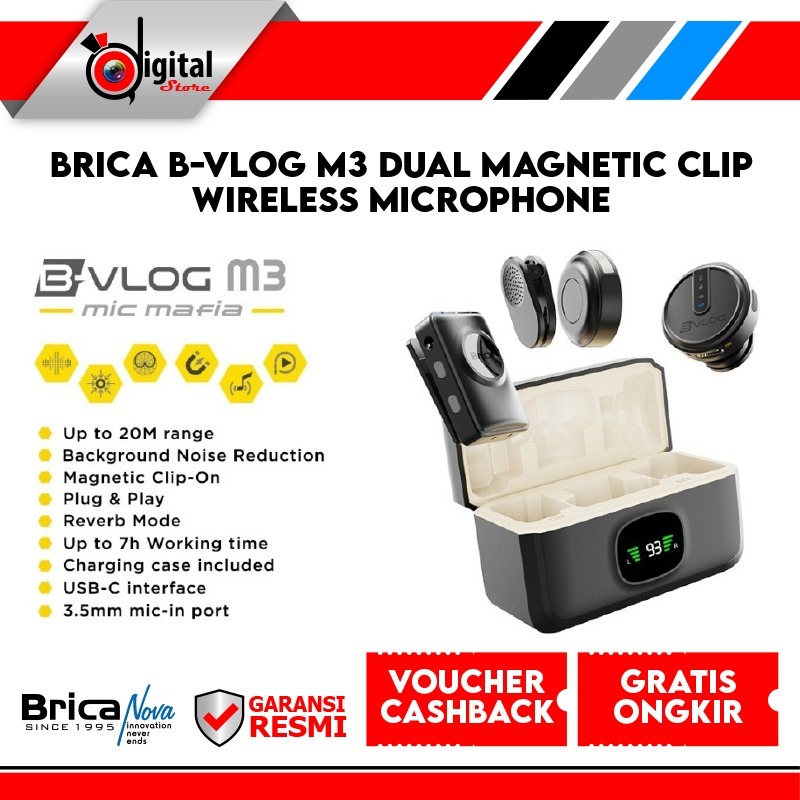 Jual Brica B-VLOG M3 Dual Magnetic Clip Wireless Microphone - Clip On ...
