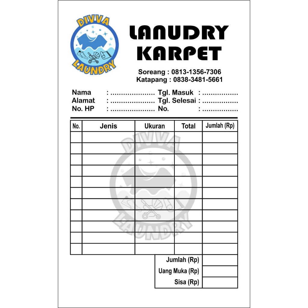 Jual Nota Costum 1/4 2 ply 100 lembar Nota geratis desain gratis desain ...