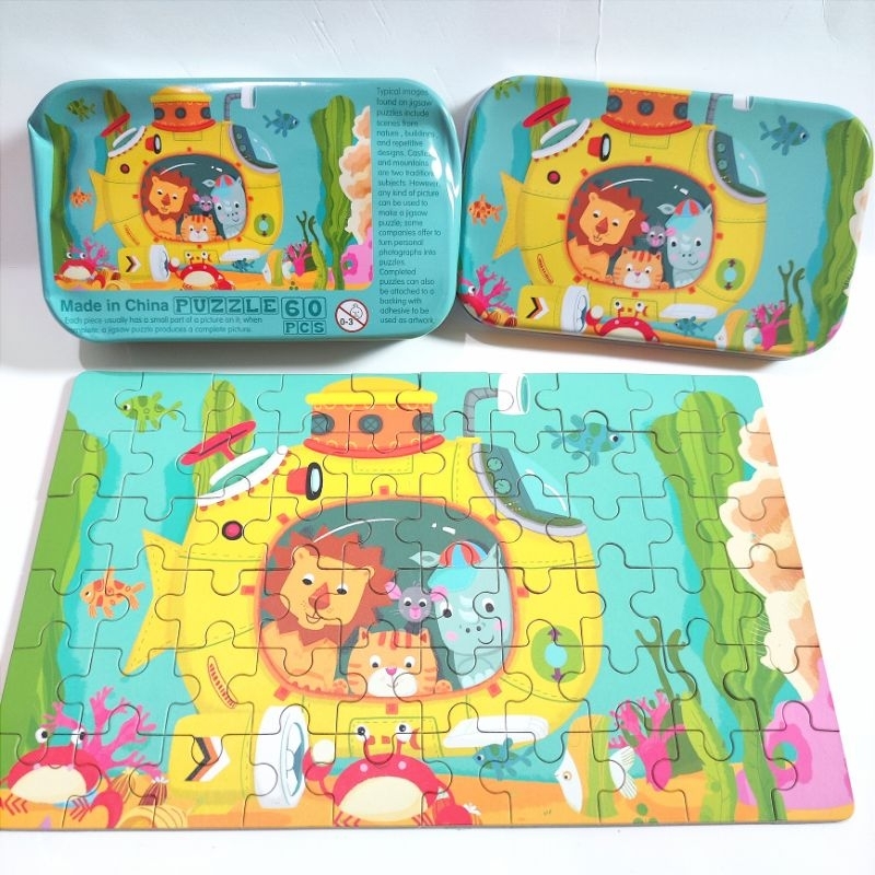 Jual (SALE PENYOK ISI AMAN) Tin Box Puzzle Kayu 60 keping Box Kaleng ...