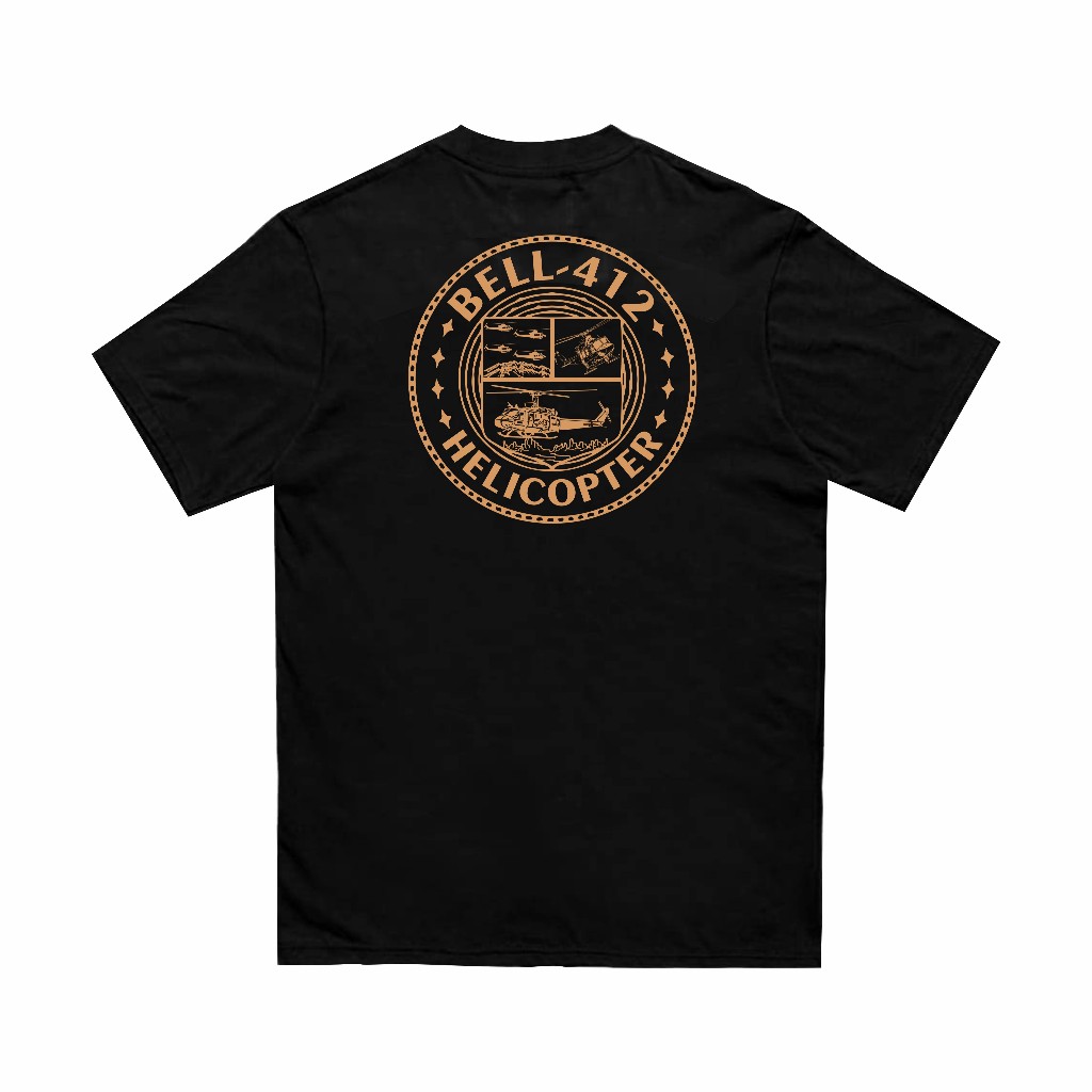 Jual WLCKFM T-Shirt Bell 412 Helicopter Logo - Black | Shopee Indonesia