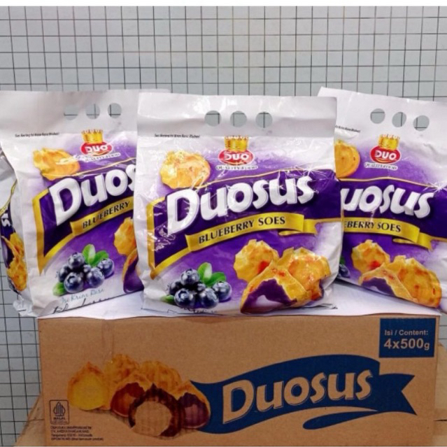 Jual SNACK DUOSUS KUE SOES COKLAT / VANILA / BLUBERRY KEMASAN 500 GRAM ...