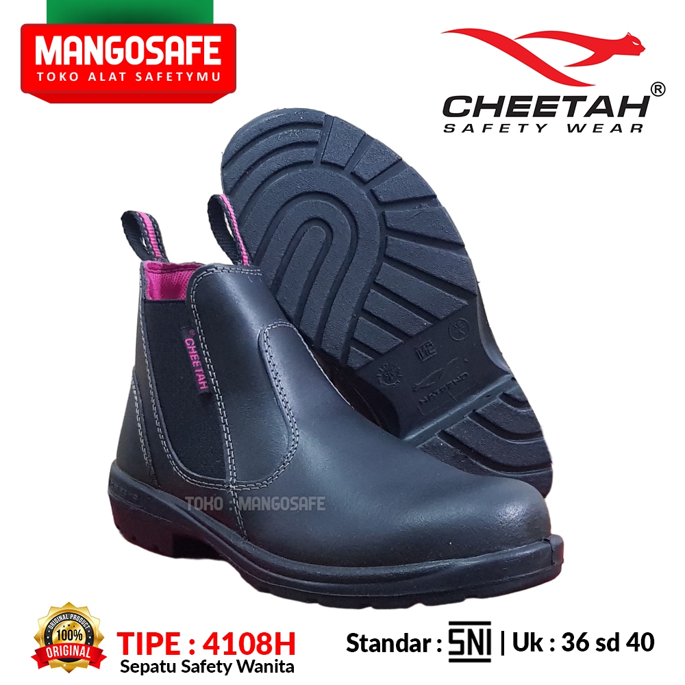Jual Sepatu Safety Wanita Semi Boot Slip On Hitam Cheetah 4108H / Women ...