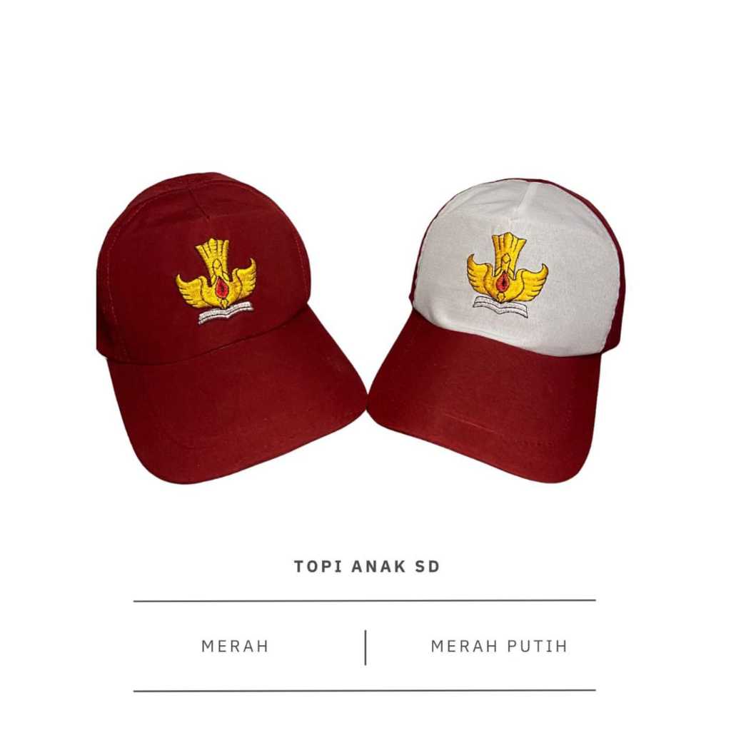 Jual Topi SD Putih Merah Topi Anak SD Seragam Sekolah Logo Bordir ...