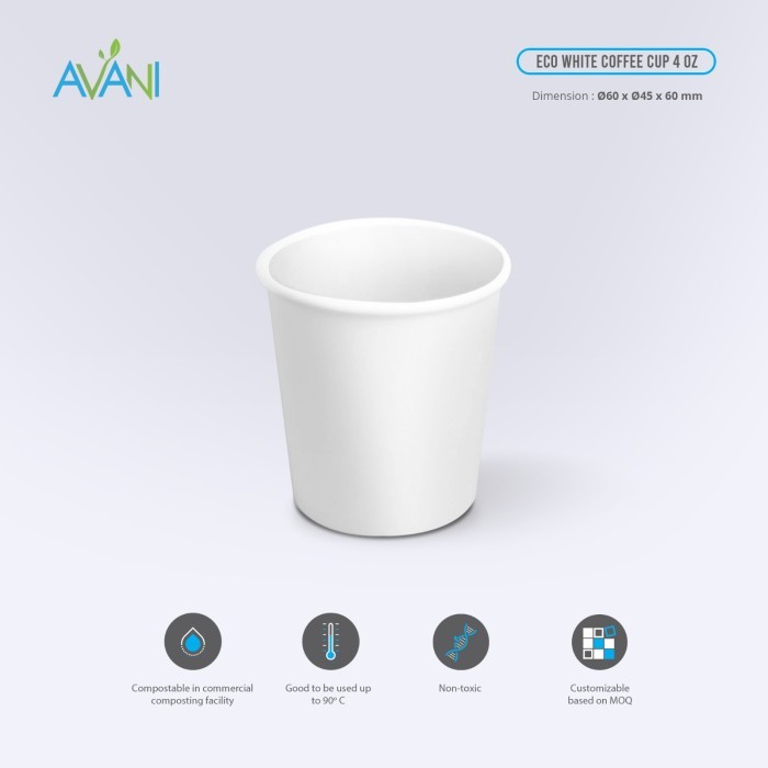 Jual Avani - Paper Cup 4 oz + Lid Ramah Lingkungan (1 pairs) | Shopee ...