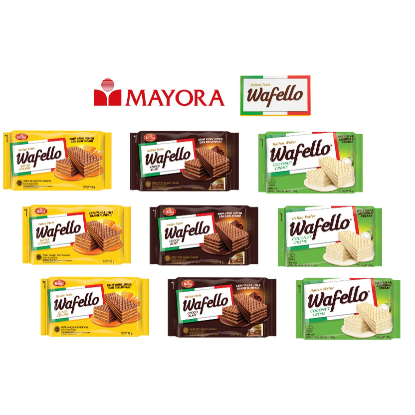 Jual Wafello Italian Taste Wafer Butter Caramel Choco 43 g (Isi 10 pcs ...