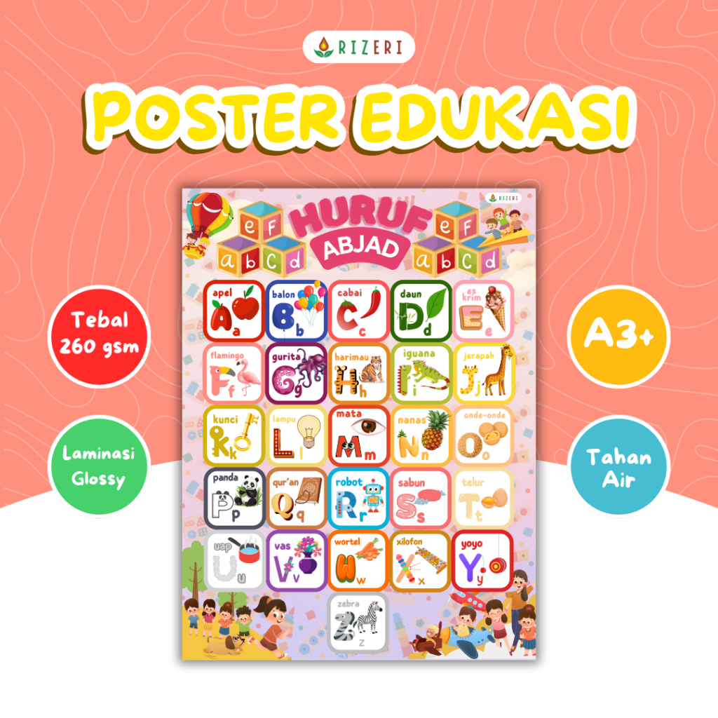 Jual POSTER PENDIDIKAN ALFABET WIPE & CLEAN POSTER EDUKASI PAUD TK SD ...