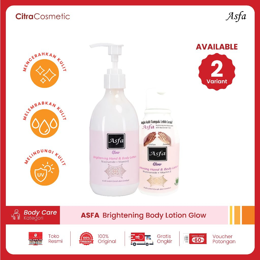 Jual Asfa Brightening Body Lotion Glow Series | Shopee Indonesia