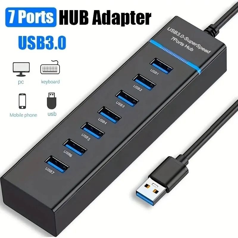 Jual Gaintech USB 3.0 HUB 7 port 1,2 Meter Cable Hub usb for Laptop ...
