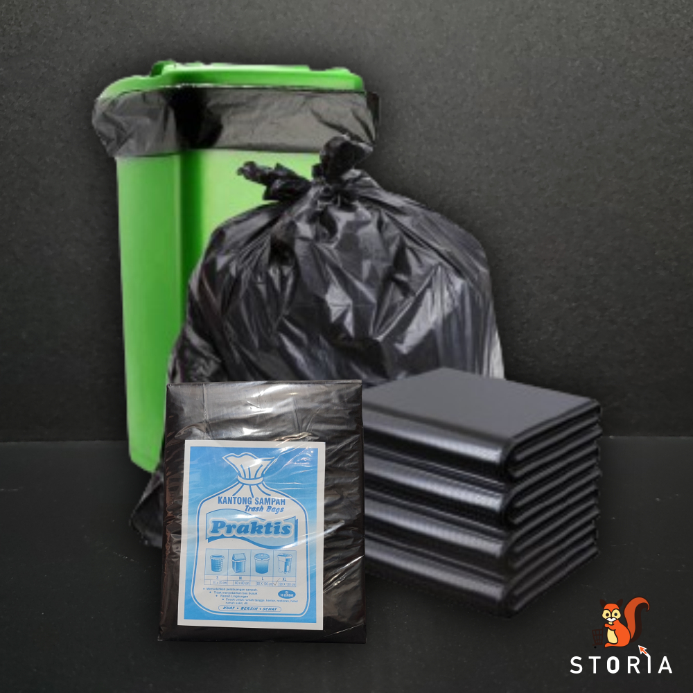 Jual Kantong Plastik Sampah Hitam Tebal / Trash Bag Jumbo Anti Bocor - 1 Pack Isi 10 Lembar ...