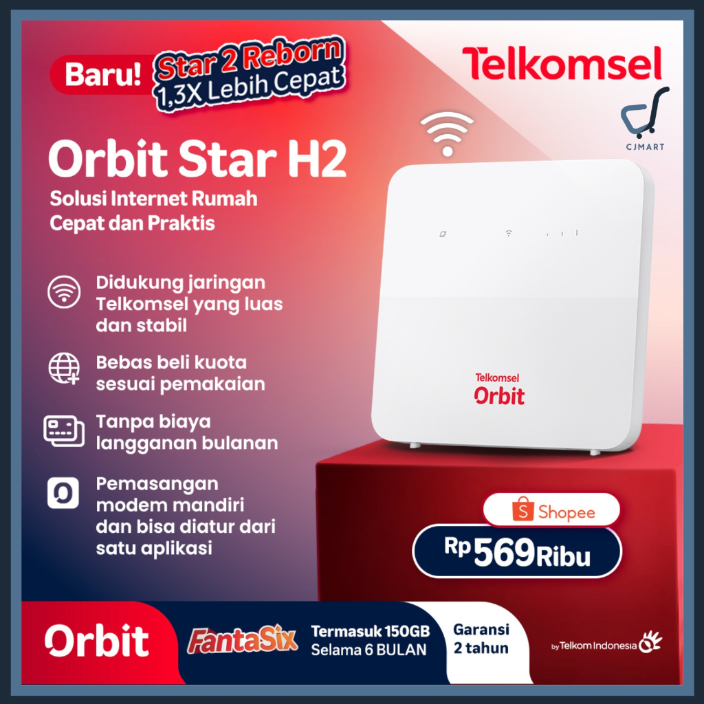 Jual Orbit Star H2 Modem Router Wifi B320 Telkomsel 4G Bonus Data 150GB ...