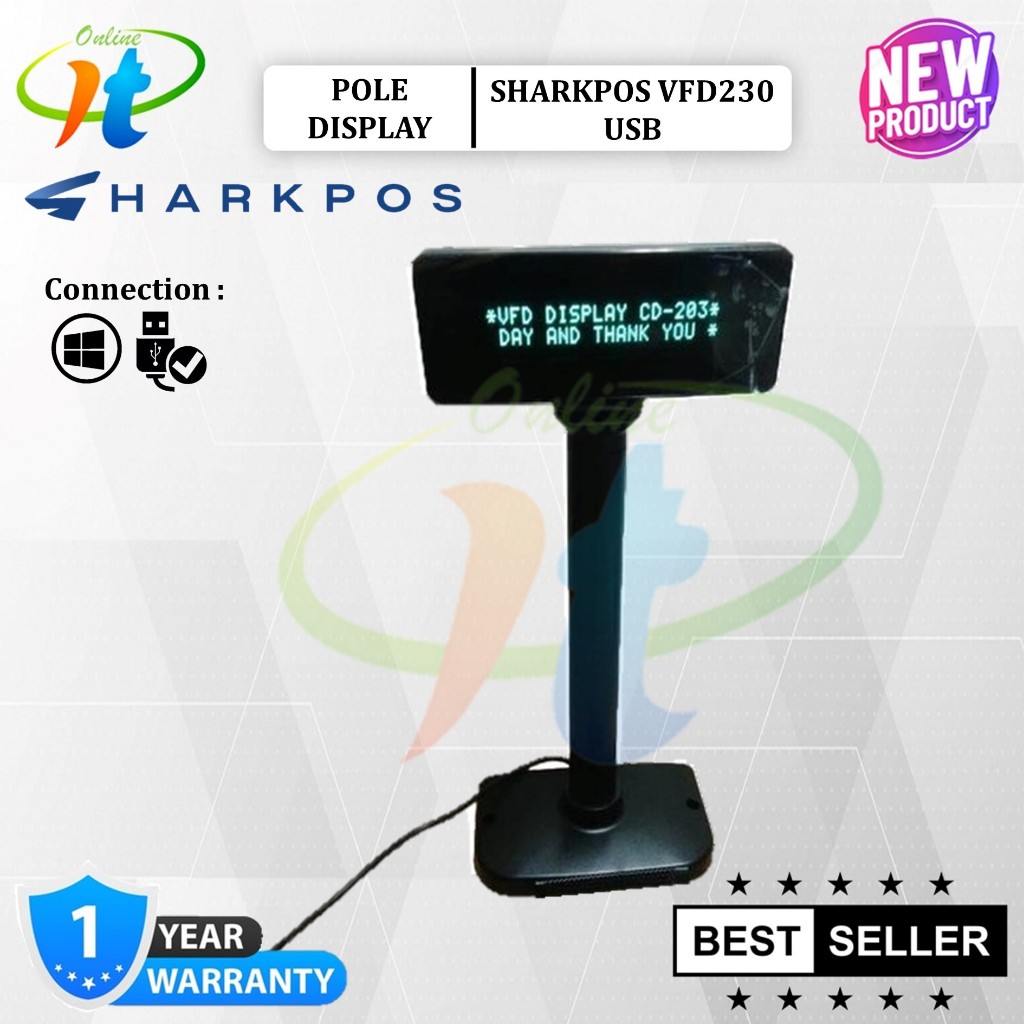Jual Customer Display Sharkpos VFD230 VFD-230 VFD 230 USB Layar ...