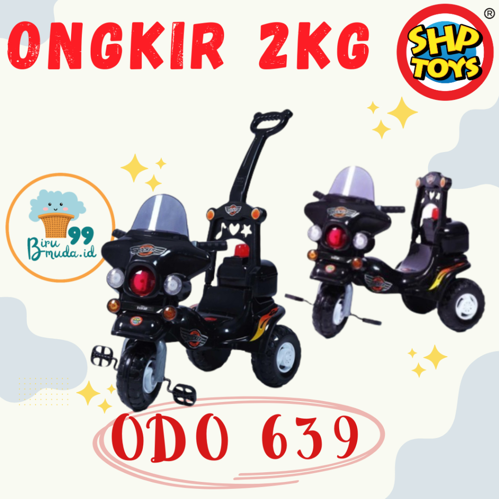 Jual Mainan anak Sepeda Dorong Roda Tiga Tricyle Odo 639 black Maenan ...