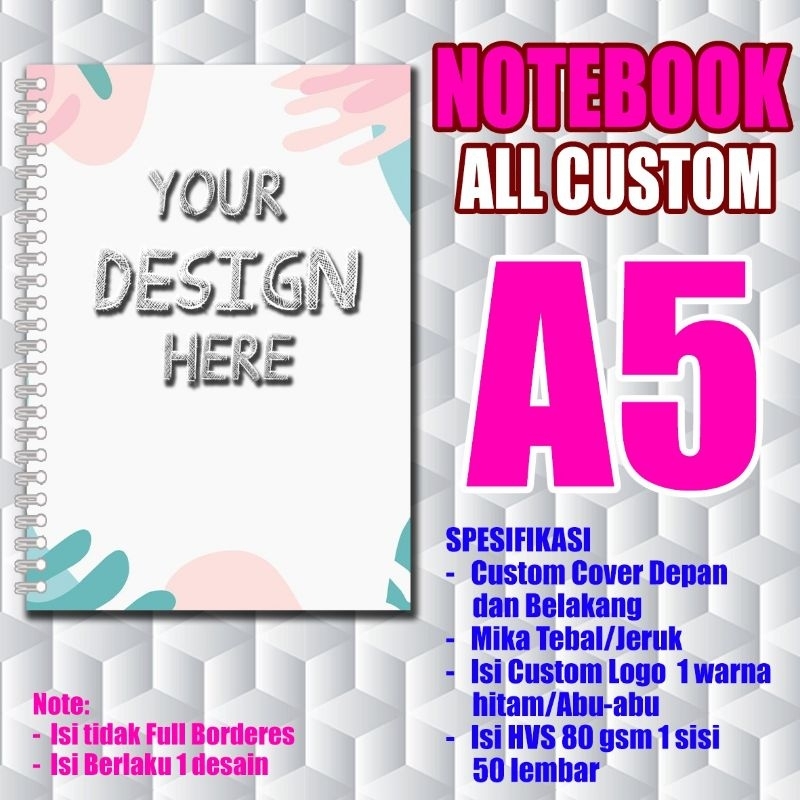 Jual Notebook A5 custom isi logo dan mika tebal | Shopee Indonesia