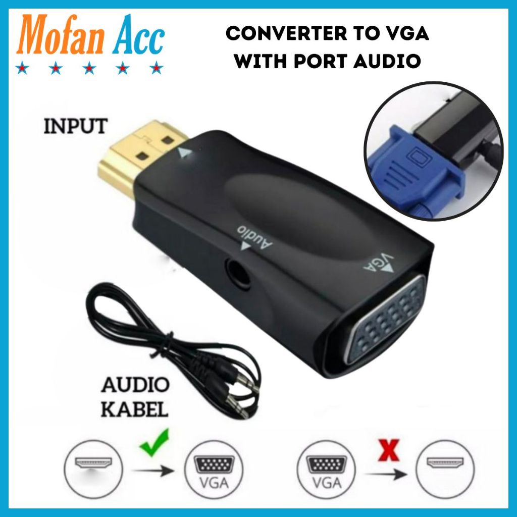 Jual Converter (MALE) to VGA (FEMALE) with Port Audio - Full HD 1080p ...