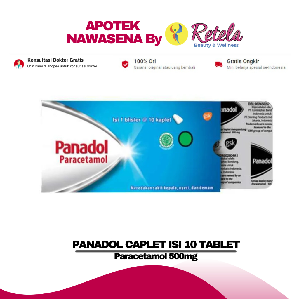 Jual PANADOL CAPLET 1 BLISTER ISI 10 KAPLET / PARACETAMOL / OBAT SAKIT ...