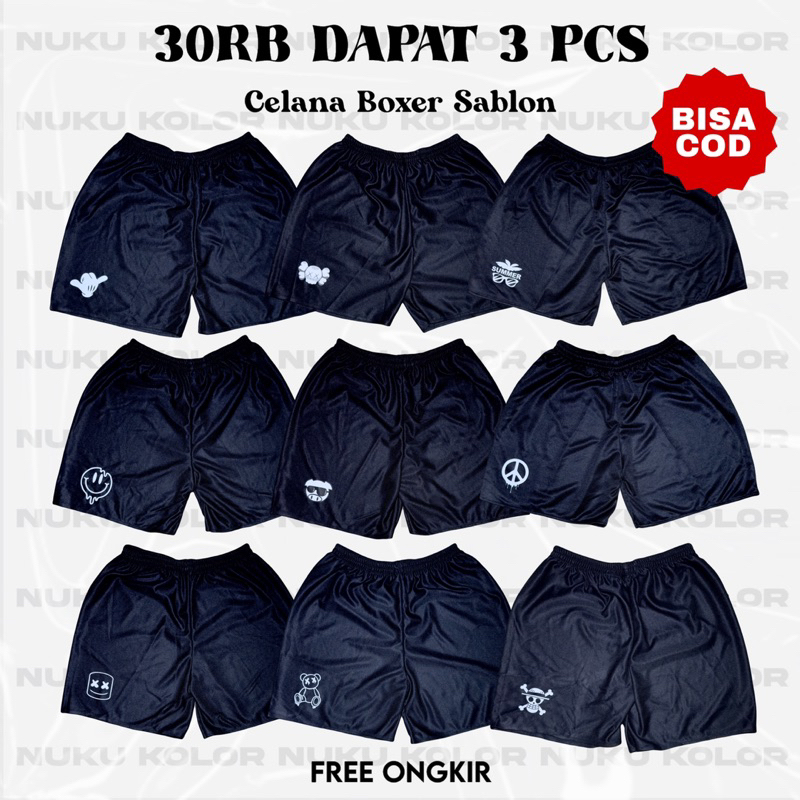 Jual Celana Boxer Hitam Sablon 30rb Dapat 3 Keren Nyaman / Celana Pria ...