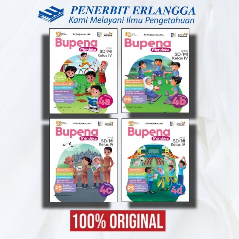 Jual BUPENA Merdeka Kelas 4 ( Volume 4A, 4B, 4C, 4D ) - Penerbit Erlangga | Shopee Indonesia