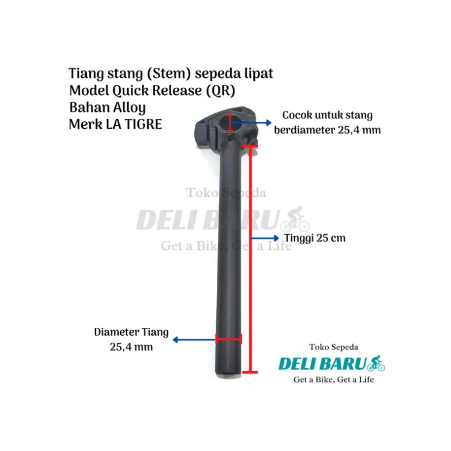 Jual LA TIGRE Tiang dudukan Stang Alloy Stem Quick Release QR sepeda ...
