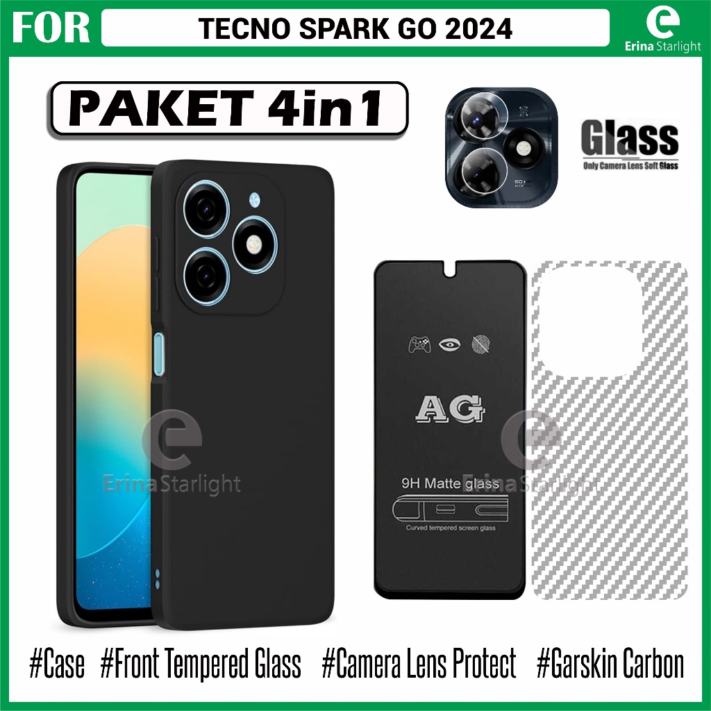 Jual Paket Lengkap 4in1 Case Tecno Spark Go 2023 2024 Case Camera Pro Bonus Antigores + Garskin ...