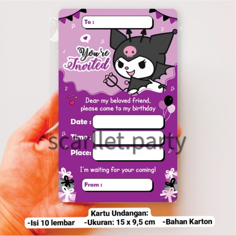Jual KARTU UNDANGAN KUROMI UNGU HAPPY BIRTHDAY INVITATION CARD SANRIO ...