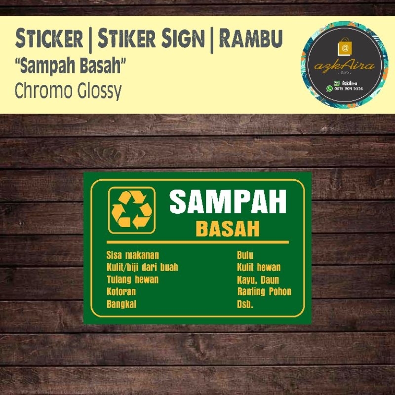 Jual Sticker Stiker Sign Rambu Sampah Basah | Shopee Indonesia