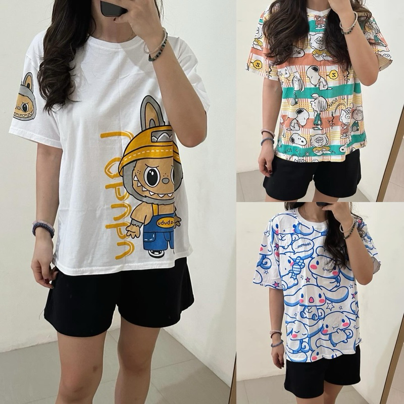 Jual CLARINATELIER - CARTOON LABUBU SNOOPY CINNAMOROLL TSHIRT | Shopee ...