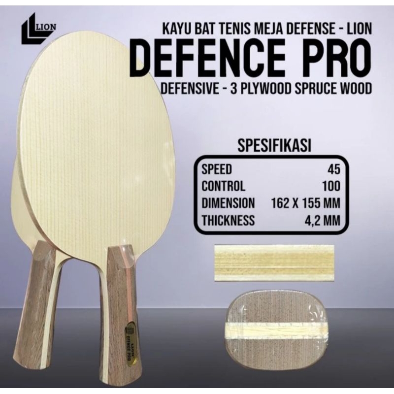 Jual Kayu Bat Tenis Meja Pingpong Lion Defence Pro Spruce Wood Original | Shopee Indonesia