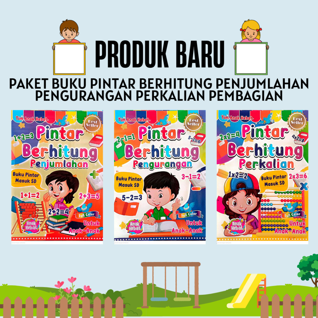 Jual Paket 4 Buku TK Pintar Berhitung Penjumlahan Pengurangan Perkalian ...