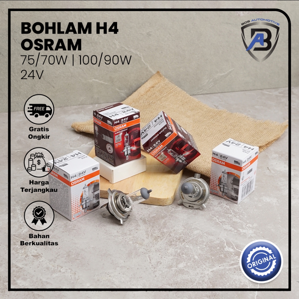 Jual BOHLAM LAMPU MOBIL HALOGEN OSRAM H4 75/70W 24V | 100/90W 24V ...