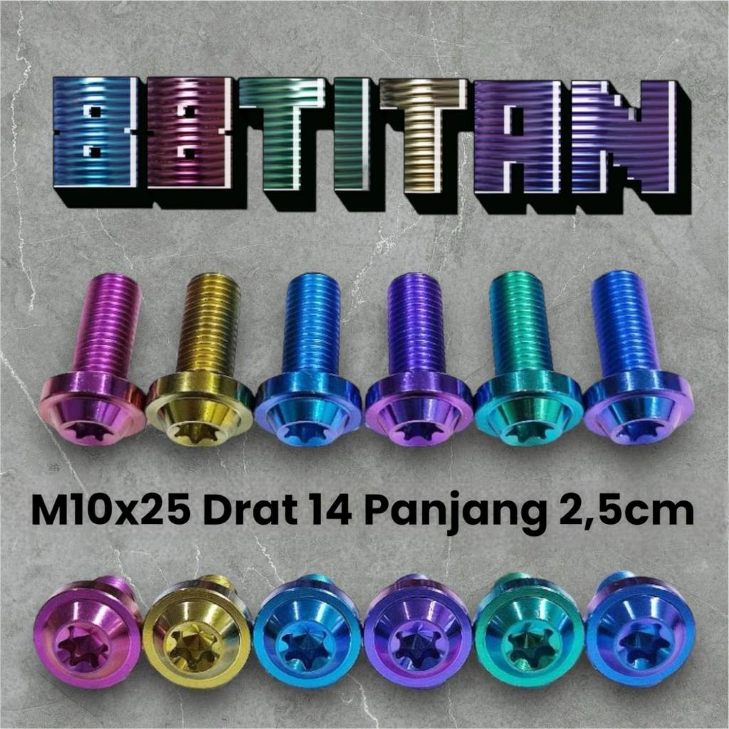 Jual Baut Titanium GR5 M10x25 Drat 14 Panjang 2,5 cm Payung Big Head | Shopee Indonesia