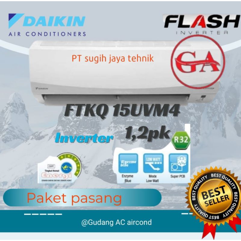 Jual DAIKIN THAILAND INVERTER FTKQ 15UVM4 ½PK unit only/paket pasang | Shopee Indonesia