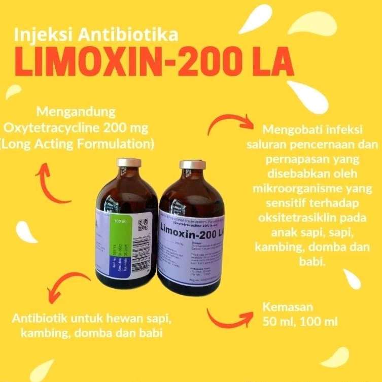 Jual LIMOXIN LA 100ml antibiotik pada ternak (sapi, kuda, kambing ...