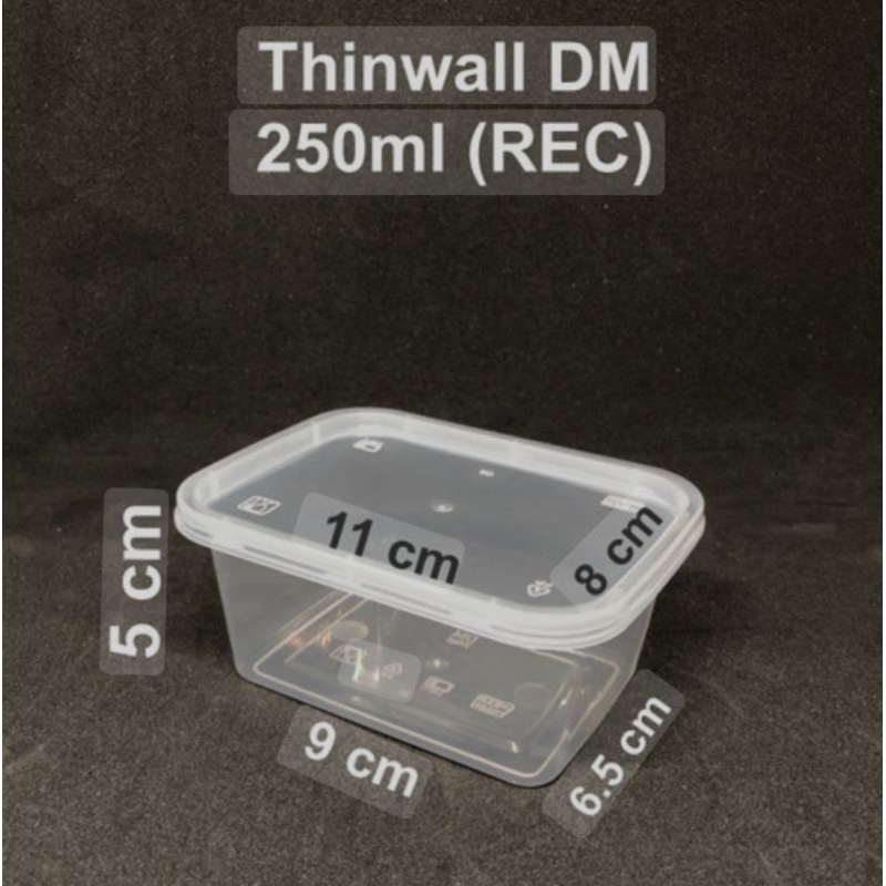 Jual Thinwall Dm 250 Ml Rec Kotak Makan Plastik Panjang 250 Ml Anti