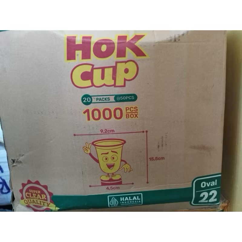 Jual Gelas hok 22oz oval/Cup gelas hok U series 22oz/gelas murah Karton ...