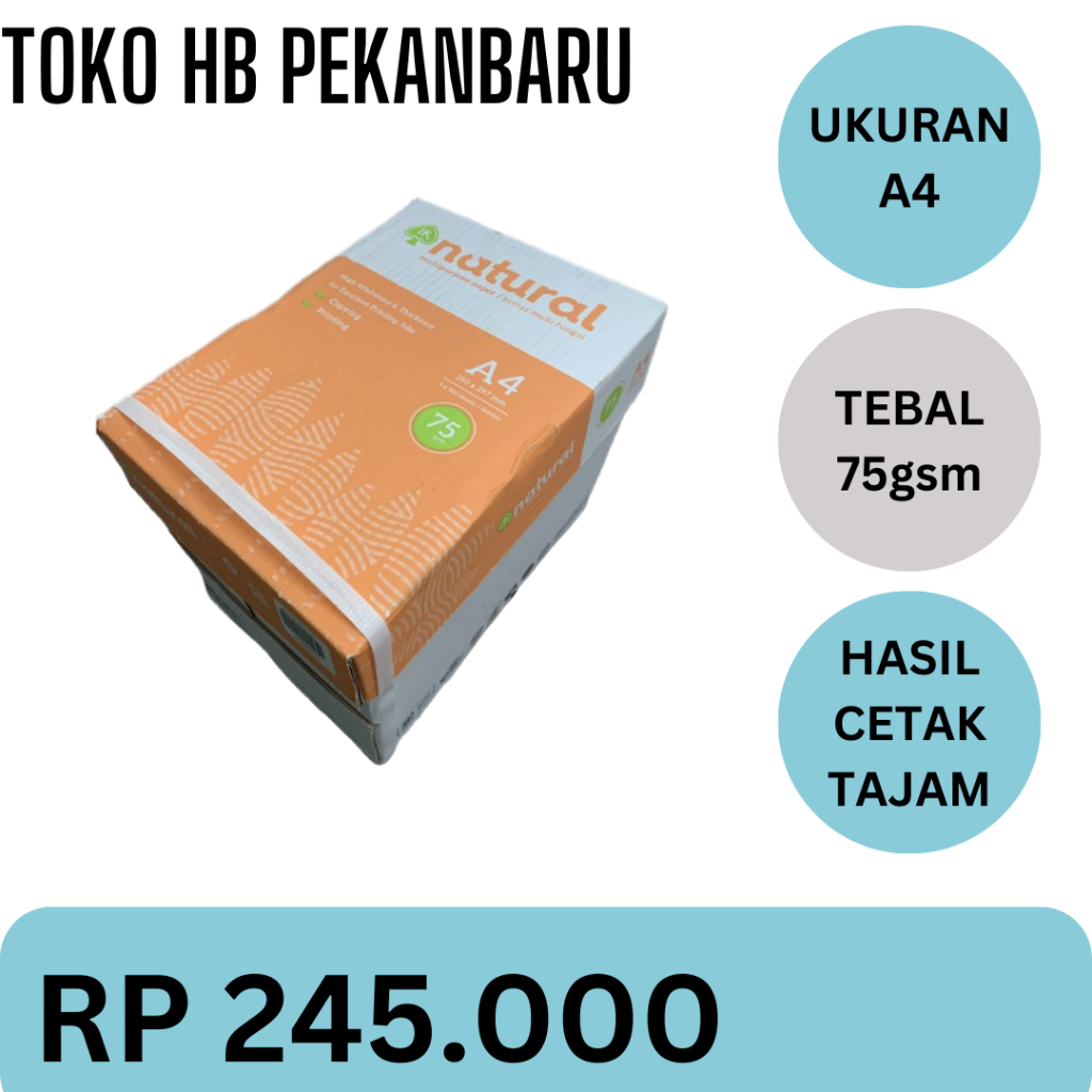Jual 1 KOTAK ( ISI 5 rim ) KERTAS HVS NATURAL A4 75GSM | Shopee Indonesia