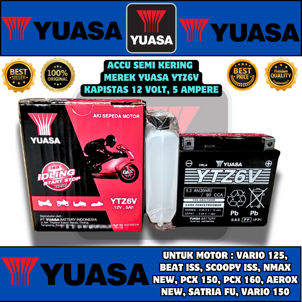 Jual AKI ACCU MOTOR NMAX NEW AEROX NEW CONNECTED LEXI FAZZIO FREEGO R15 ...