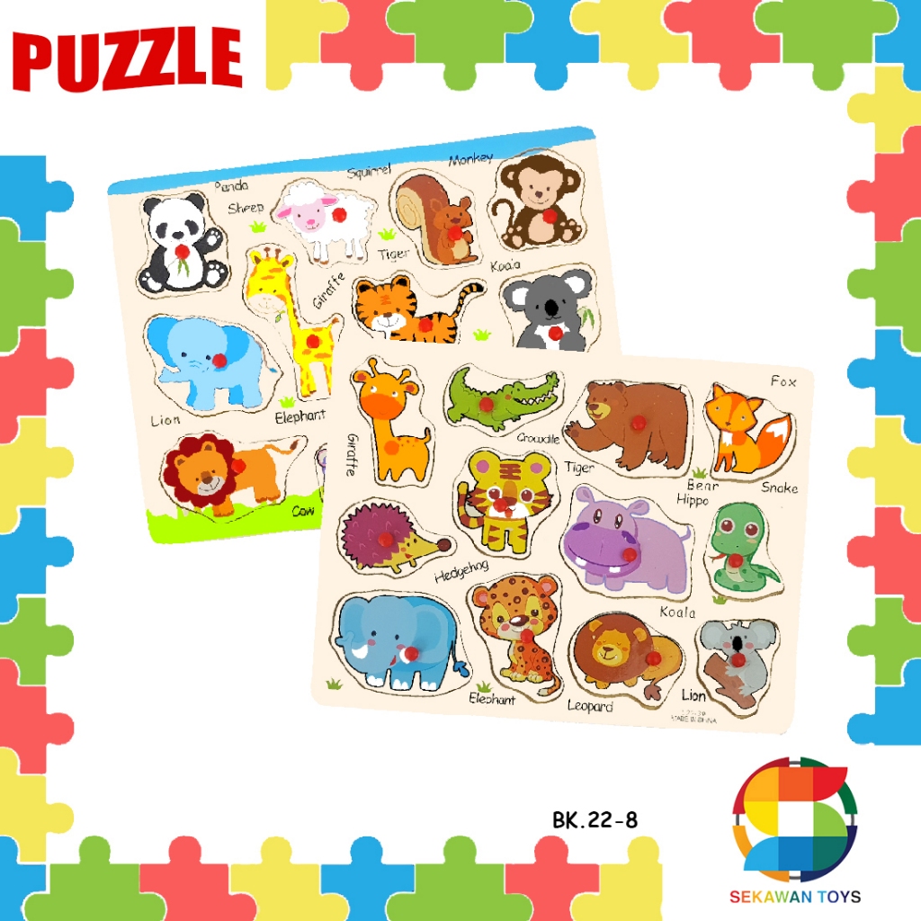 Jual (BISA COD) Mainan Edukasi anak Puzzle Kayu Animal/ Mainan Bongkar ...