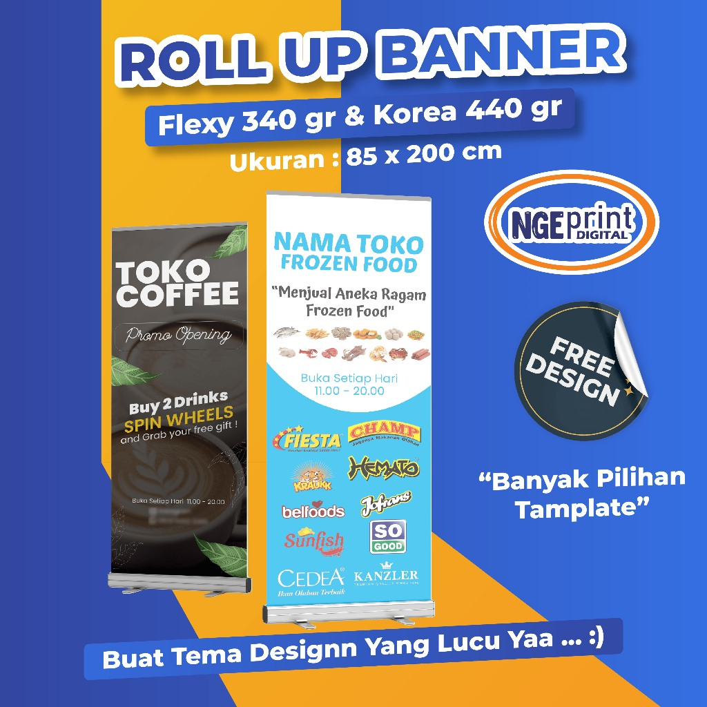 Jual Roll Up Banner 85 x 200 Custom Bahan Premium / Cetak Standing Roll ...