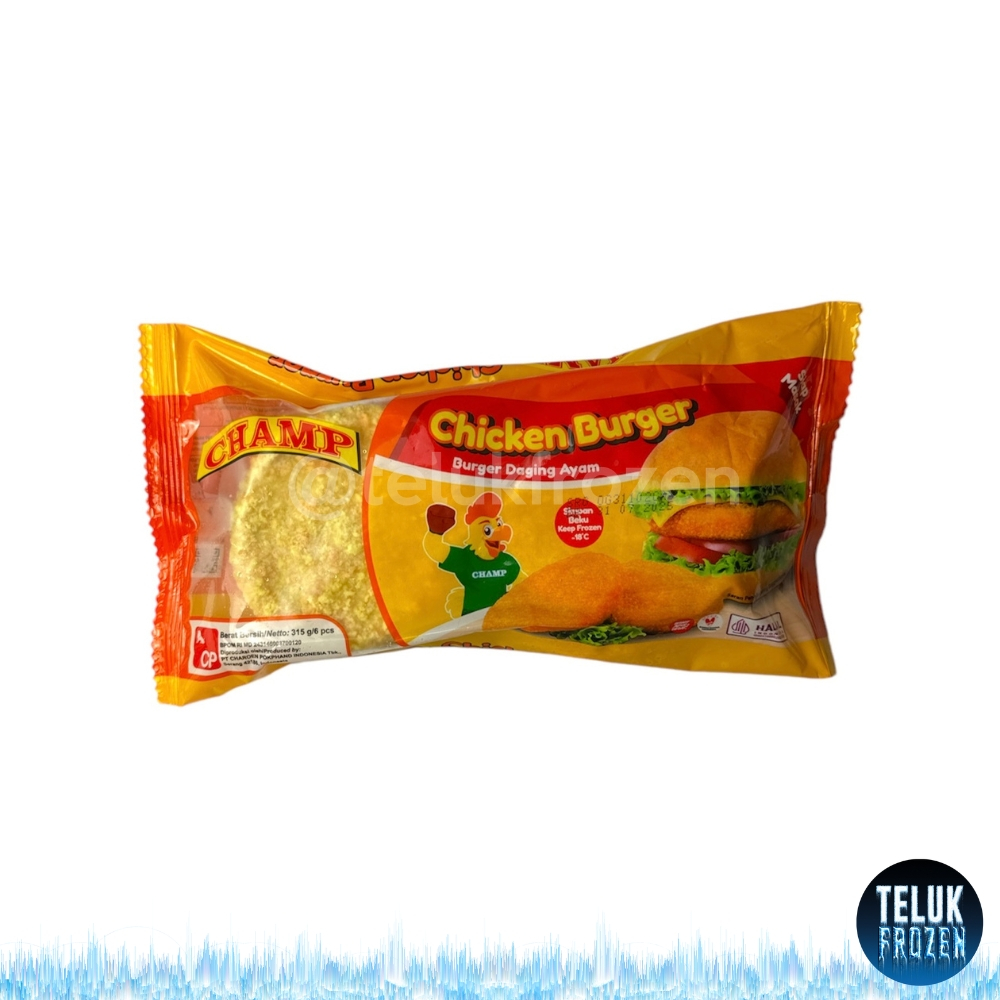 Jual champ chicken burger 315gr daging ayam isi 6 slice potong pcs ...
