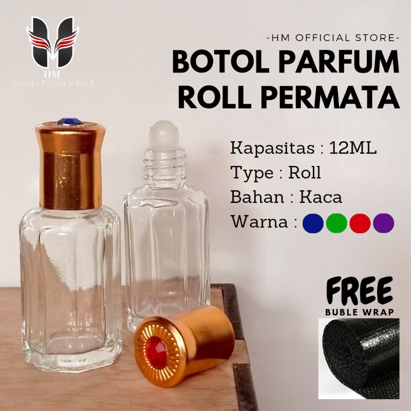 Jual Botol Parfum Roll Kaca 12ML Tutup Permata (LUSINAN) | Shopee Indonesia