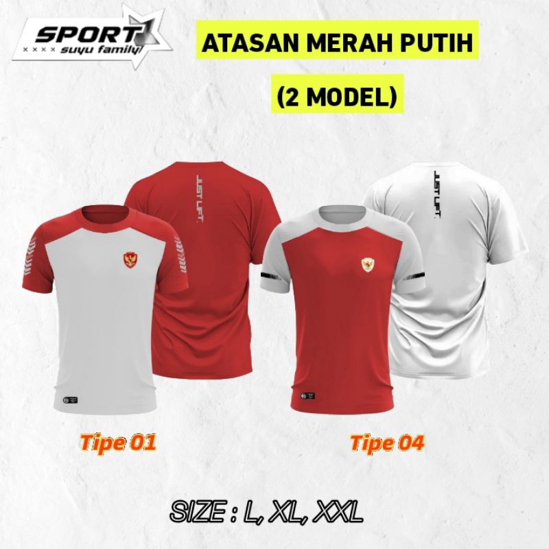 Jual Pakaian Atasan Kaos Dryfit Sport Merah Putih Untuk 17 Agustus Kaos ...