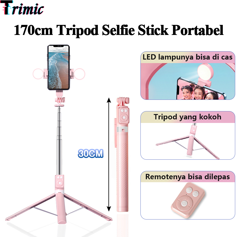 Jual Trimic 170cm Selfie Stick Tongsis Tripod 7 Tombol Bluetooth Remote Control Tongkat Selfie ...