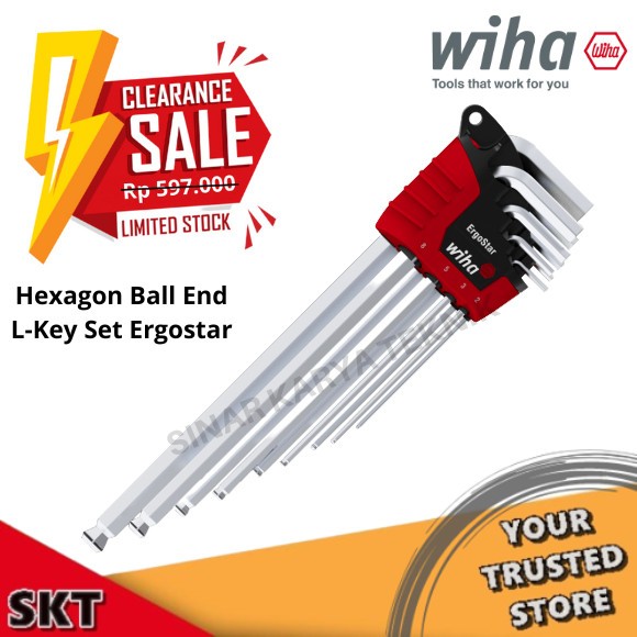 Jual Kunci L WIHA SB 369 H9S Keys Set Hexagon Ball ErgoStar Holder 9 Pcs (34754) | Shopee Indonesia